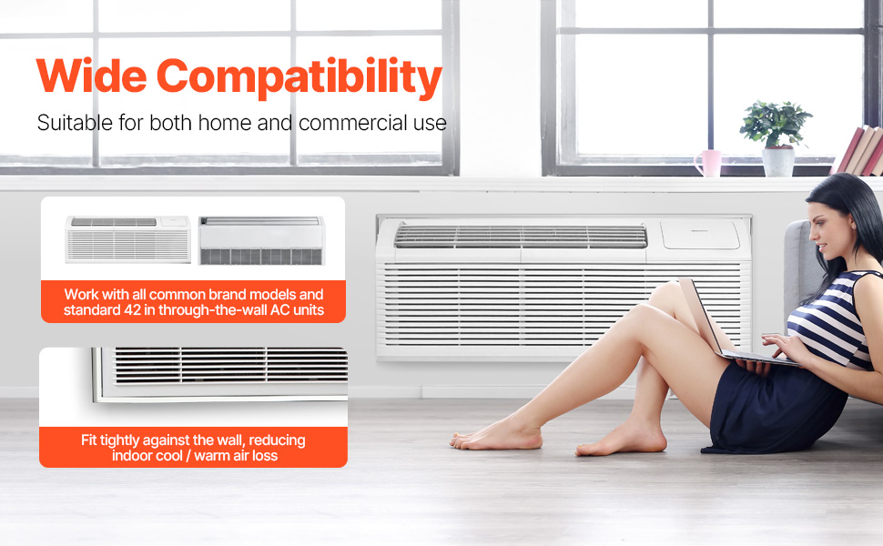 Air Conditioner Wall Sleeve 42 in with Exterior Grille Universal AC ...