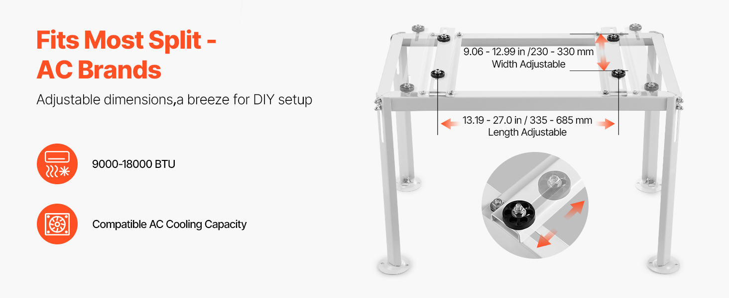 Mini Split Ground Stand Adjustable Anti Vibration for 9000-18000 BTU ...