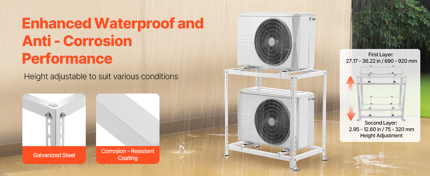 Mini Split Ground Stand for 9000-18000 BTU Heat Pump Dual Levels | VEVOR US