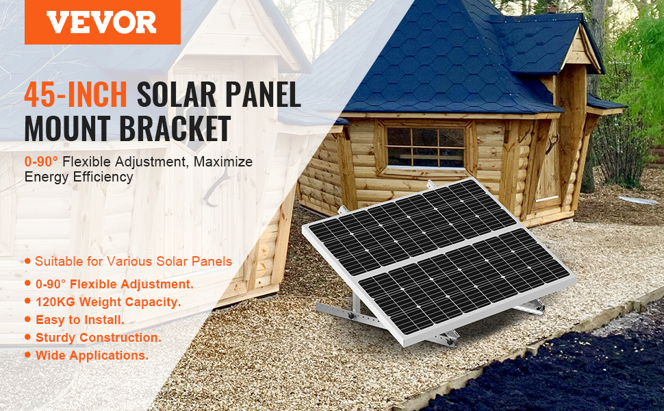 VEVOR 45-Inch Solar Panel Mount Brackets 0 - 90° Adjustable Tilt ...