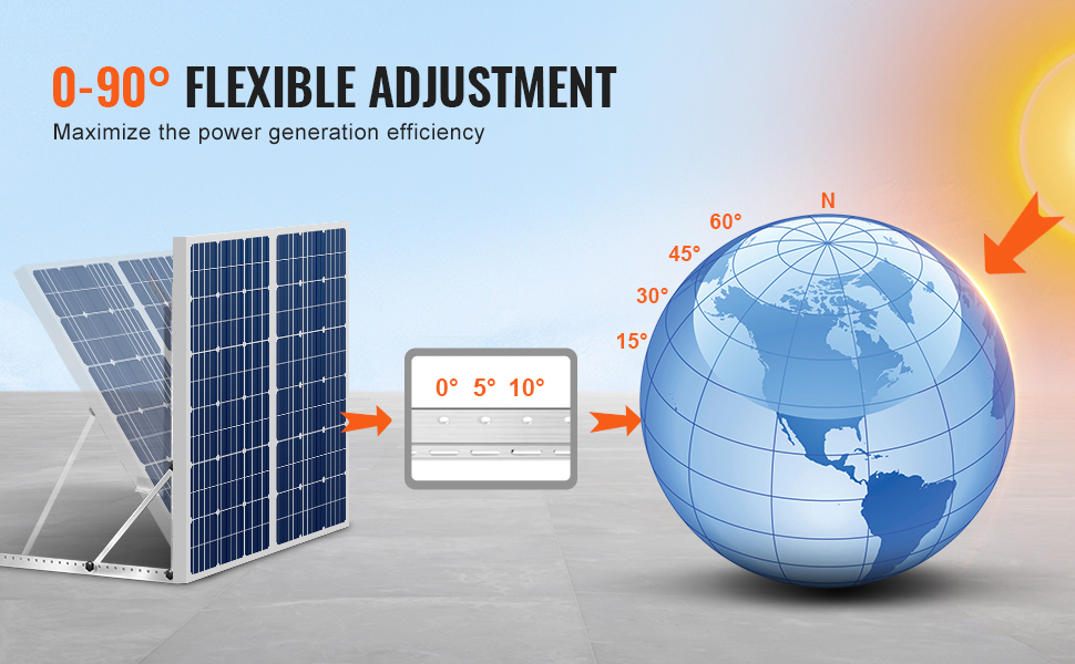 VEVOR 45-Inch Solar Panel Mount Brackets 0 - 90° Adjustable Tilt ...