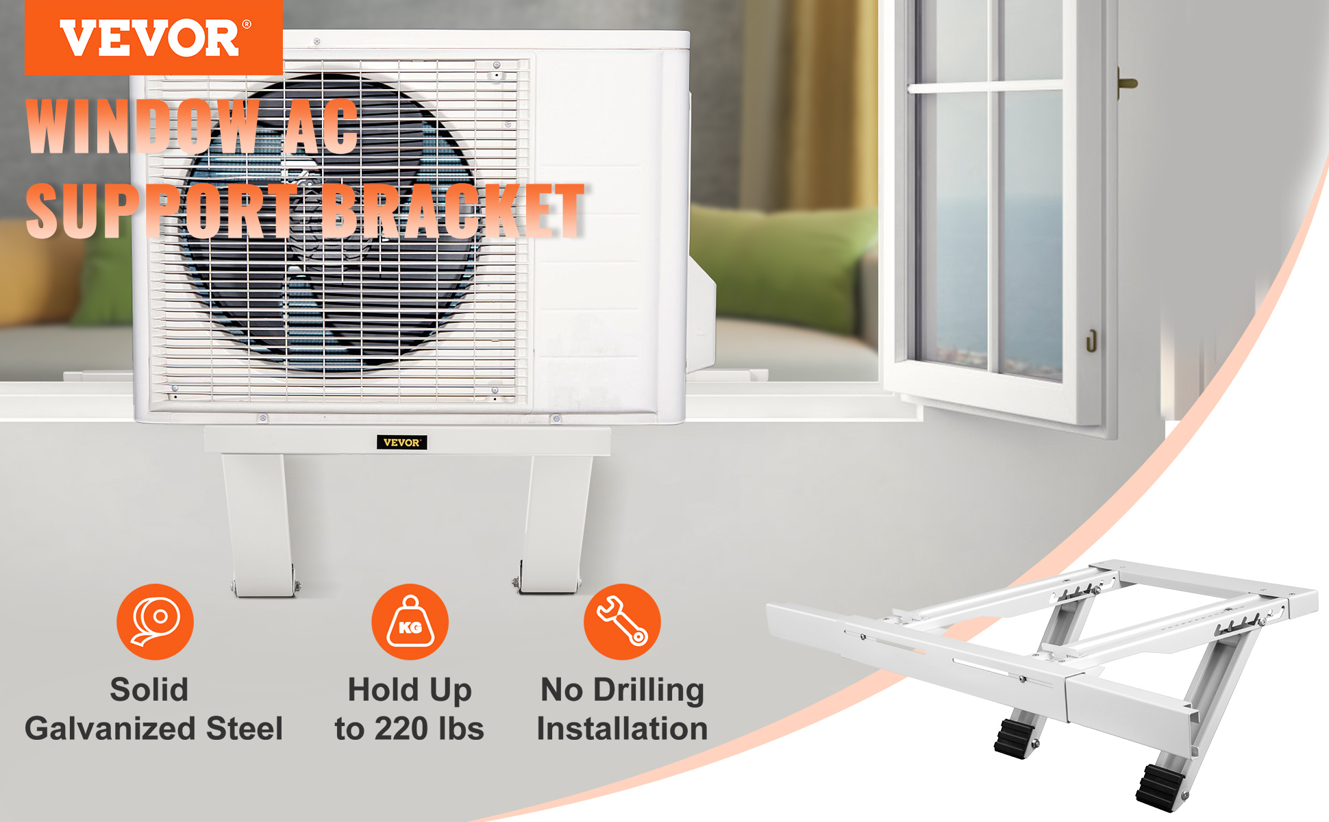 VEVOR Air Conditioner Support Bracket, Max. 220 lbs Load Capacity ...