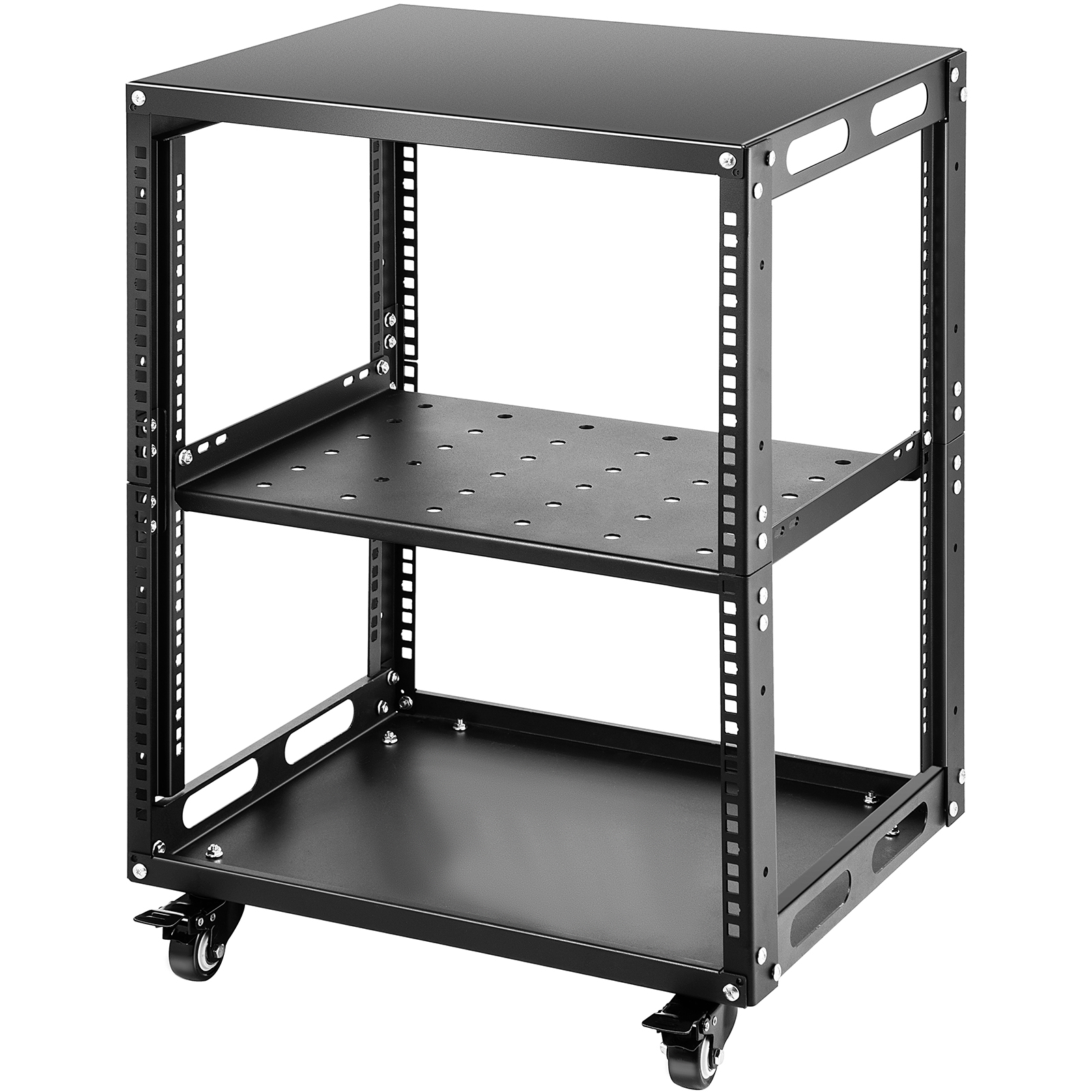 VEVOR Server Rack, 12U Open Frame Rack, 4-Post IT Server Network Relay ...