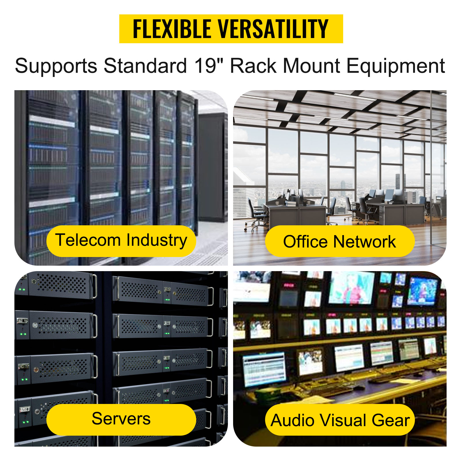 VEVOR Server Rack, 15U 19'' Open Frame Rack, 4-Post IT Server Network ...