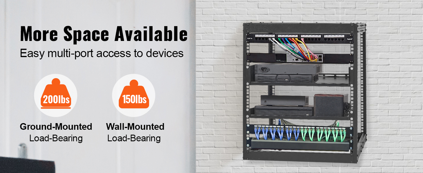 VEVOR 20U Open Frame Server Rack, 15''-40'' Adjustable Depth, Free ...