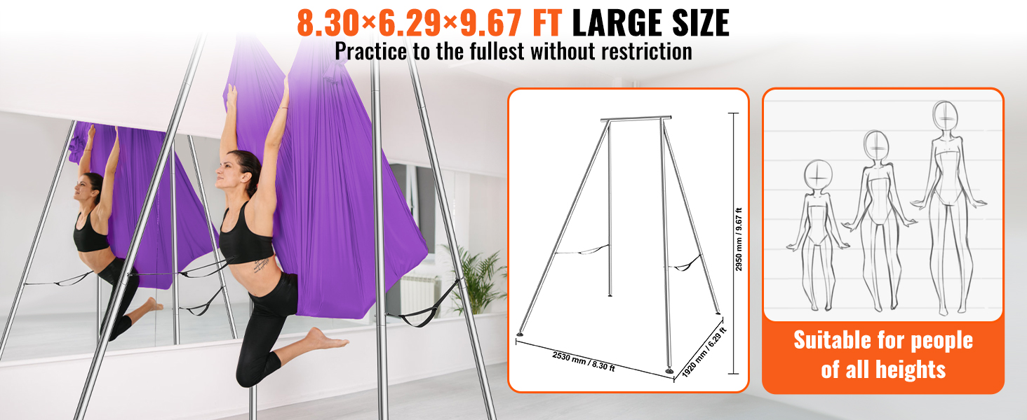 VEVOR Aerial Yoga Frame, 9.67 ft Height Yoga Swing Stand, Max 551.15 ...
