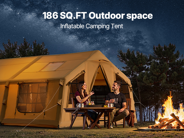 Inflatable Tent for Camping 12-16 Person Glamping Tent with Pump Easy ...
