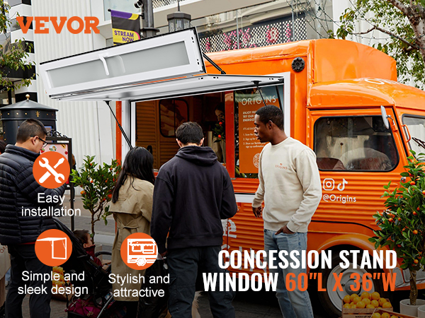 VEVOR Concession Window 60"x36", Aluminum Alloy Food Truck Service ...
