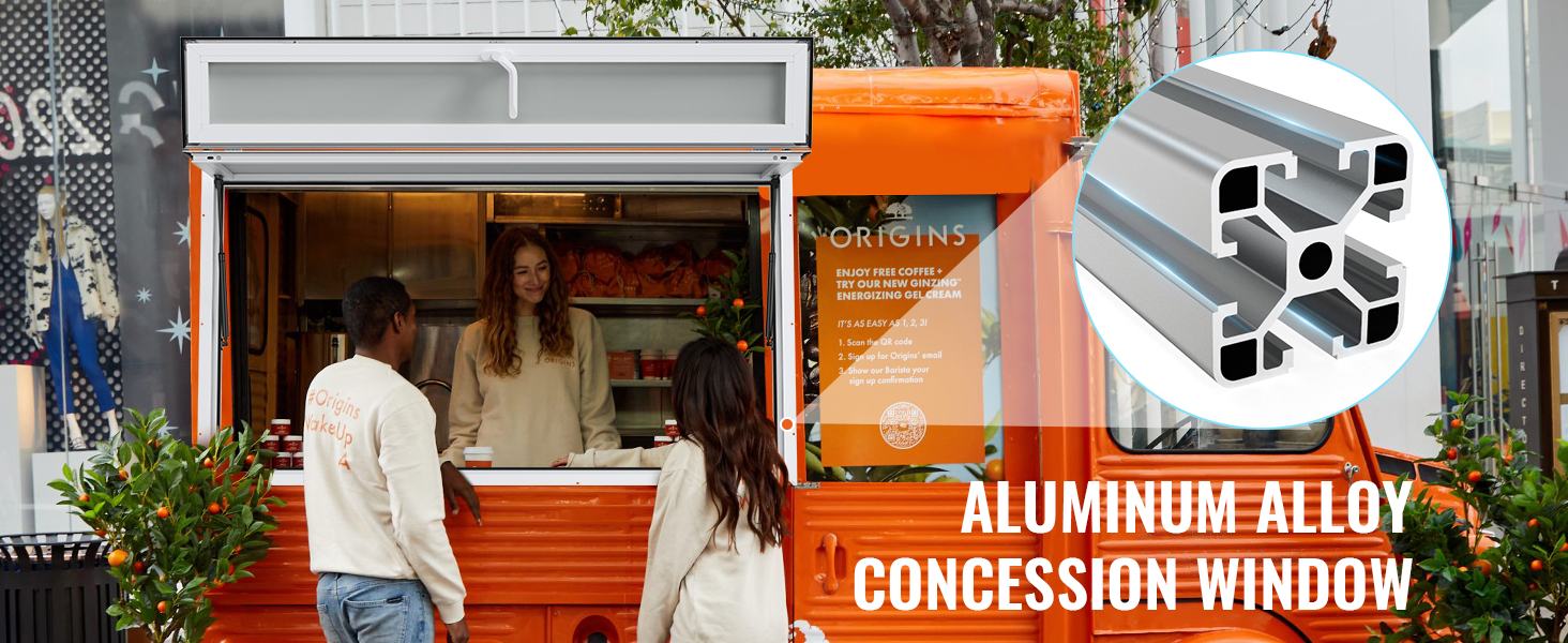 VEVOR Concession Window 60"x36", Aluminum Alloy Food Truck Service ...