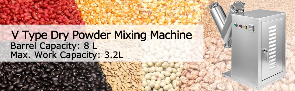 VEVOR VH-8 Powder Mixer Machine, V Type Powder Mixer Max. Work Capacity ...
