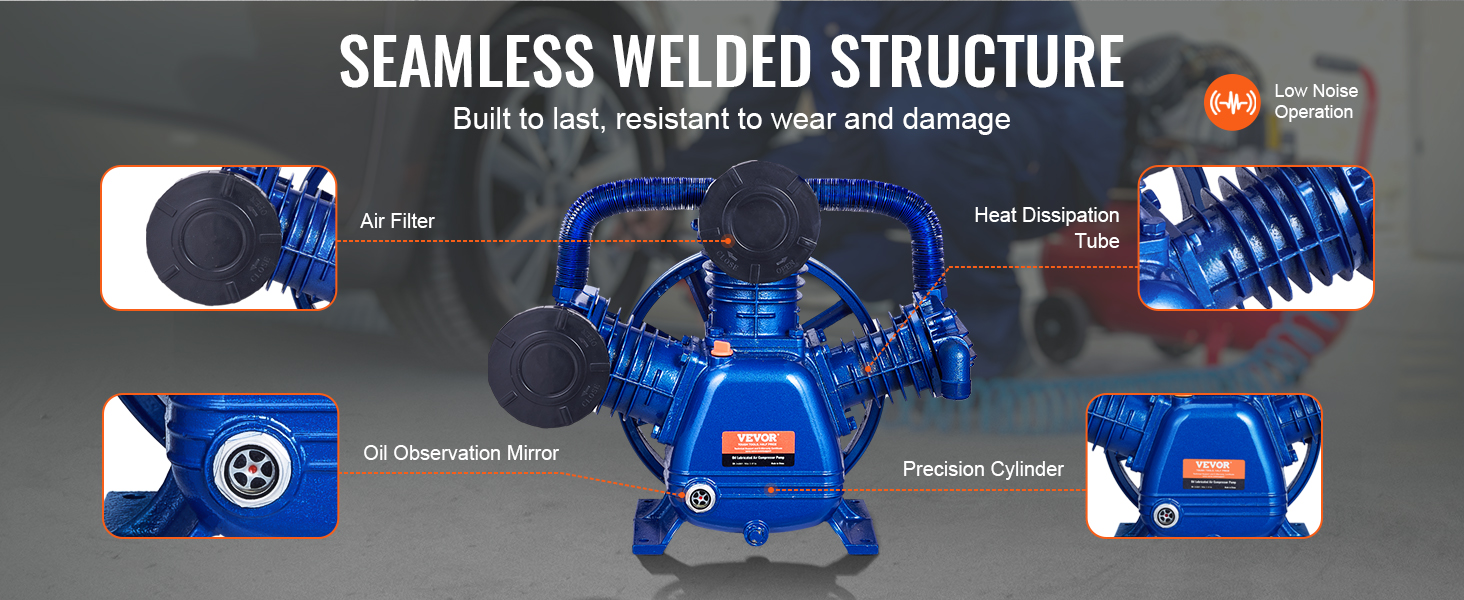 VEVOR Air Compressor Pump Head 10HP 17.5CFM @ 90PSI 3-Cylinder Piston ...