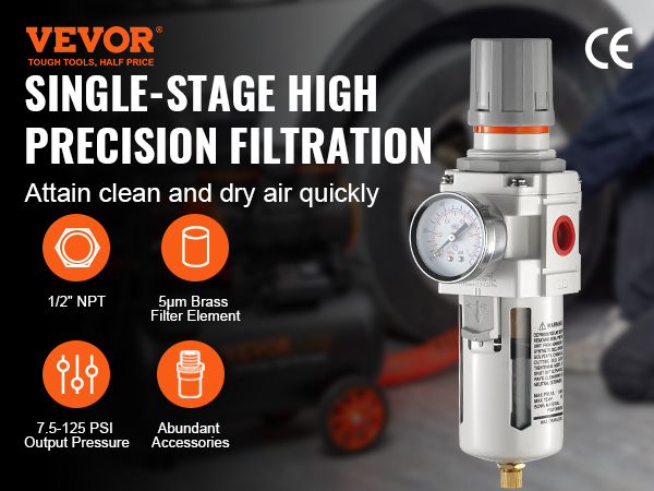 VEVOR Air Compressor Filter Regulator, 1/2" NPT 5μm Air Dryer for ...