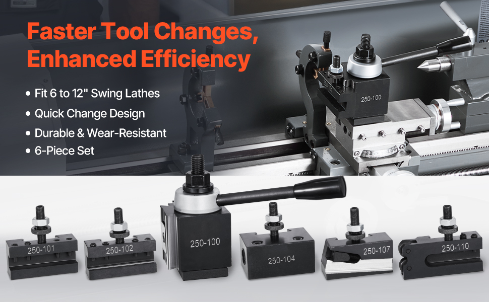 VEVOR Quick Change Tool Post Set 6 Pcs Lathe Tool Holders for 152.4-305 ...