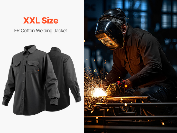 Flame-Resistant Welding Jacket XXL-Sized 7oz FR Cotton Welding Safety ...