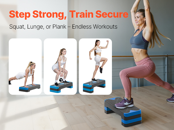 Aerobic Exercise Step Platform Height Adjustable Workout Stepper 4 ...