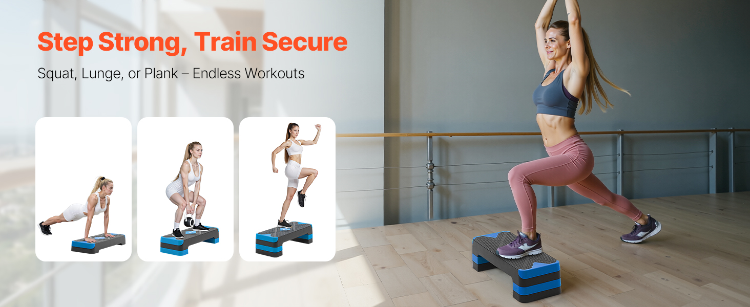 Aerobic Exercise Step Platform Height Adjustable Workout Stepper 4 ...