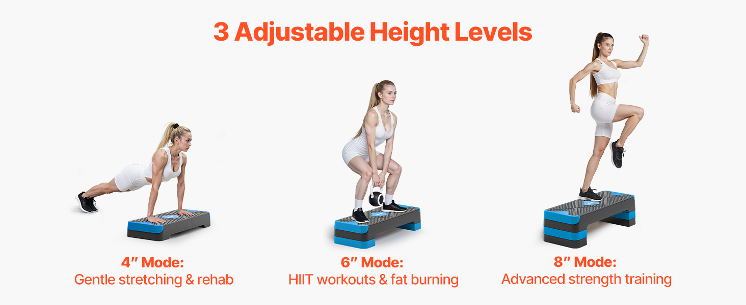 Aerobic Exercise Step Platform Height Adjustable Workout Stepper 4 ...