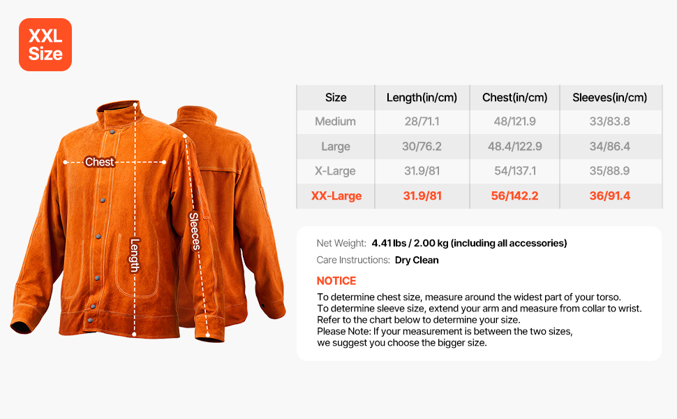 VEVOR Flame-Resistant Welding Jacket Heavy Duty Leather Welding Jacket ...