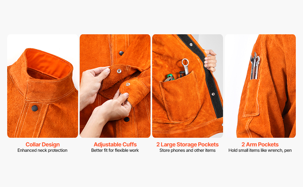 Flame-Resistant Welding Jacket Heavy Duty Leather Welding Safety Jacket ...