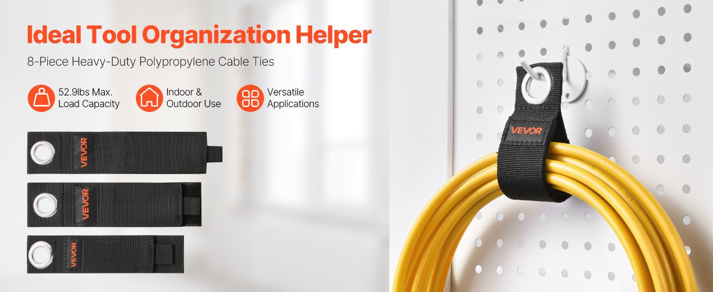 8-Pack Extension Cord Holder 3-Size Heavy-Duty Cord Organizer 8/9.45/12 ...