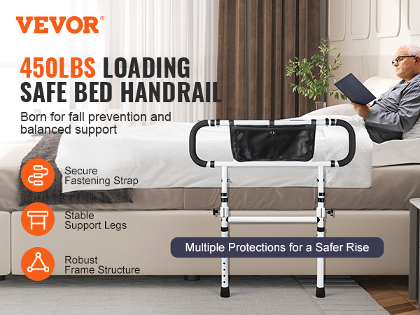 VEVOR Bed Rails for Elderly Adults 180° Foldable Bed Rails for Seniors ...