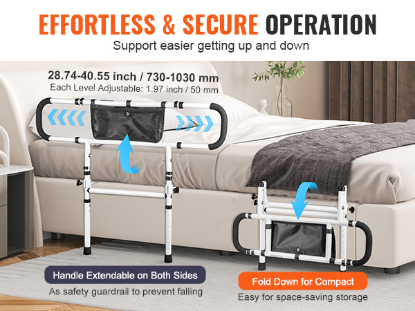 VEVOR Bed Rails for Elderly Adults 180° Foldable Bed Rails for Seniors ...