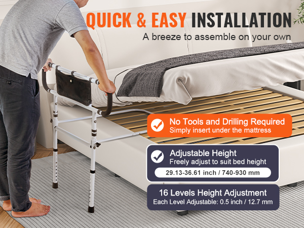 VEVOR Bed Rails for Elderly Adults 180° Foldable Bed Rails for Seniors ...