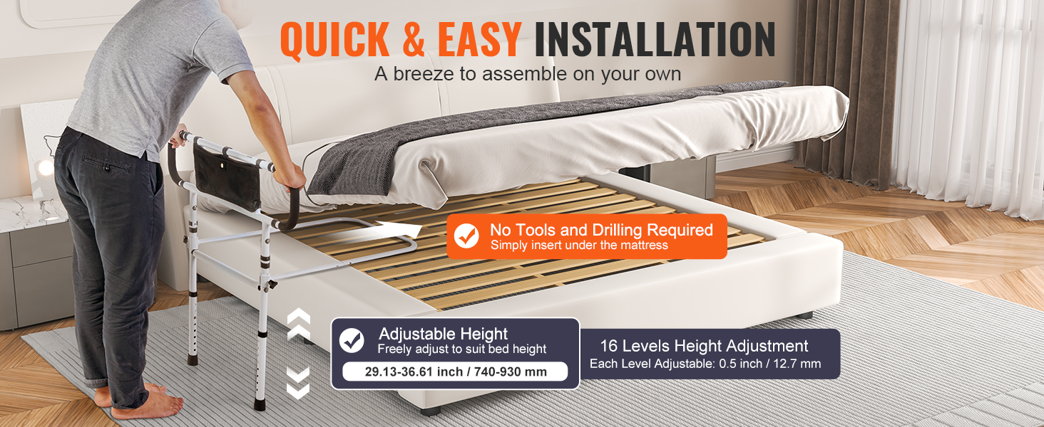 VEVOR Bed Rails for Elderly Adults 180° Foldable Bed Rails for Seniors ...