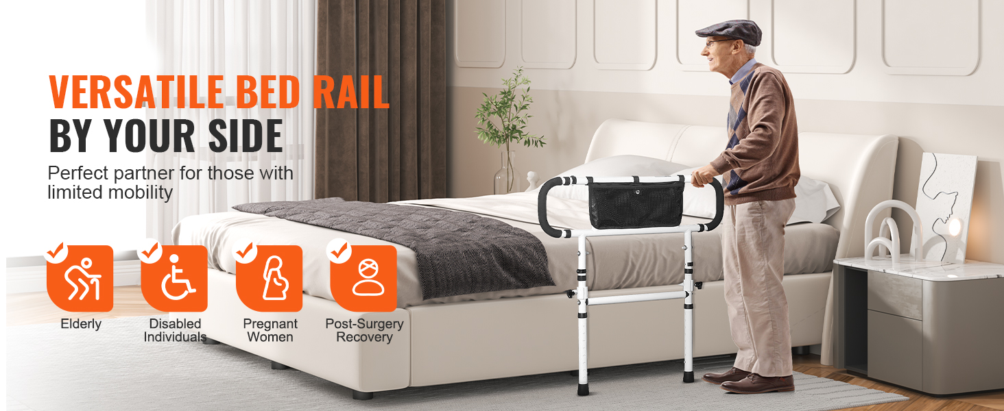 VEVOR Bed Rails for Elderly Adults 180° Foldable Bed Rails for Seniors ...