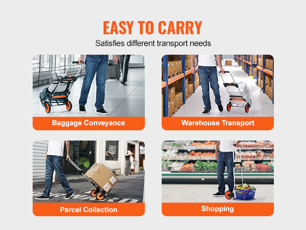 VEVOR Folding Hand Truck, 275 lbs Load Capacity, Aluminum Portable Cart ...