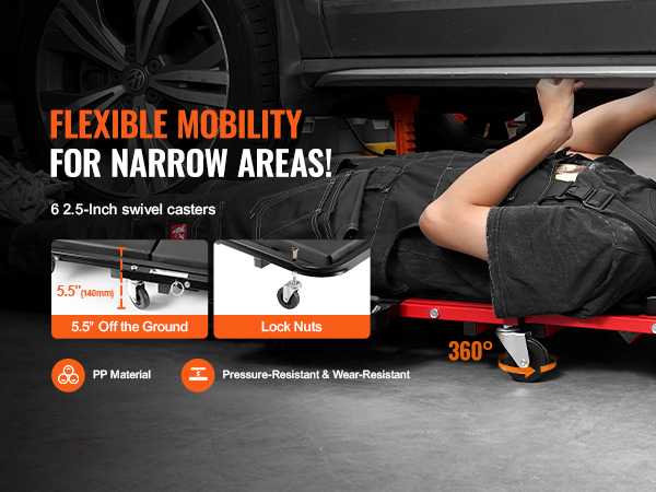 VEVOR 36 in Foldable Z Garage Creeper Mechanic Creeper Stool 300 lbs ...
