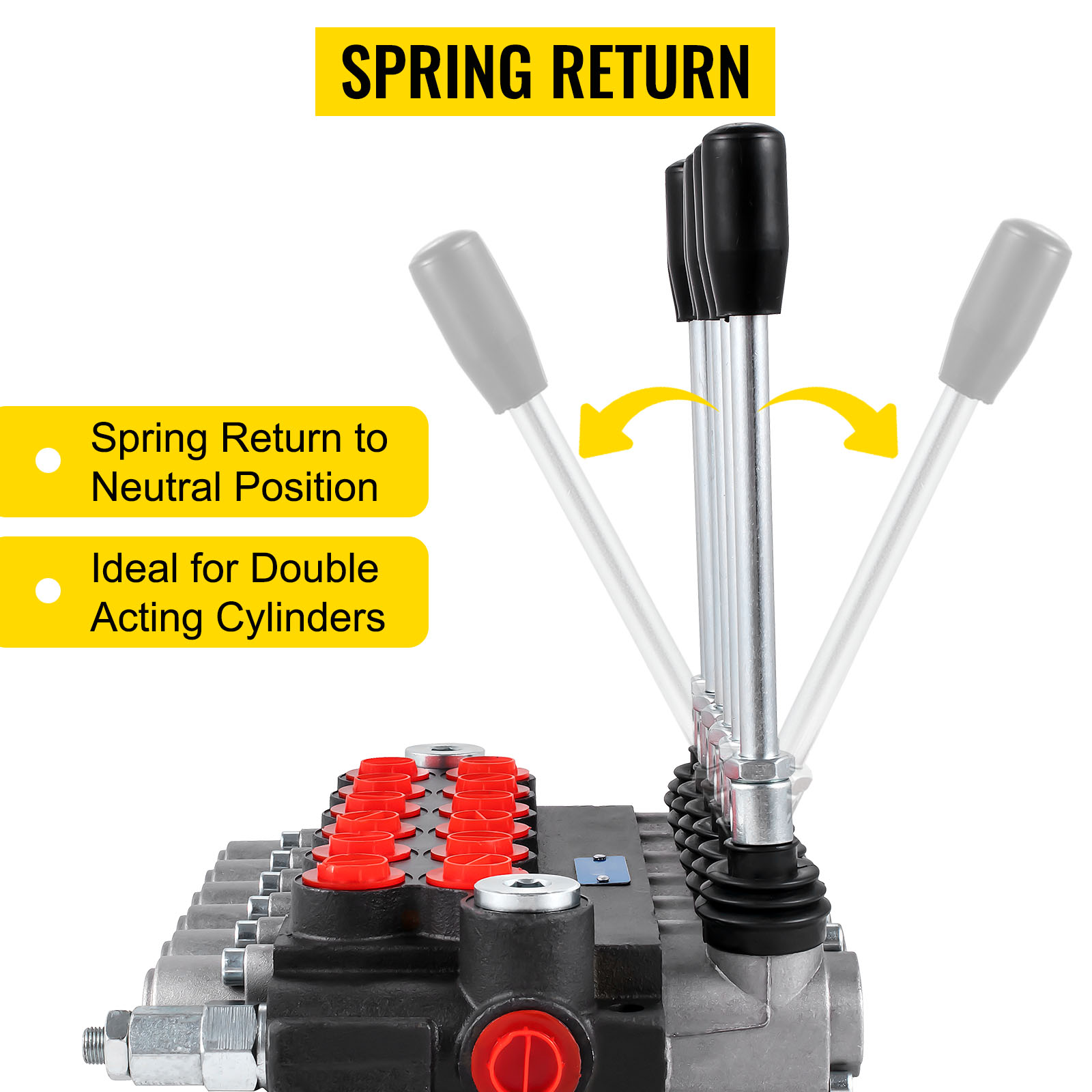 VEVOR Hydraulic Directional Control Valve, 6 Spool Hydraulic Spool ...