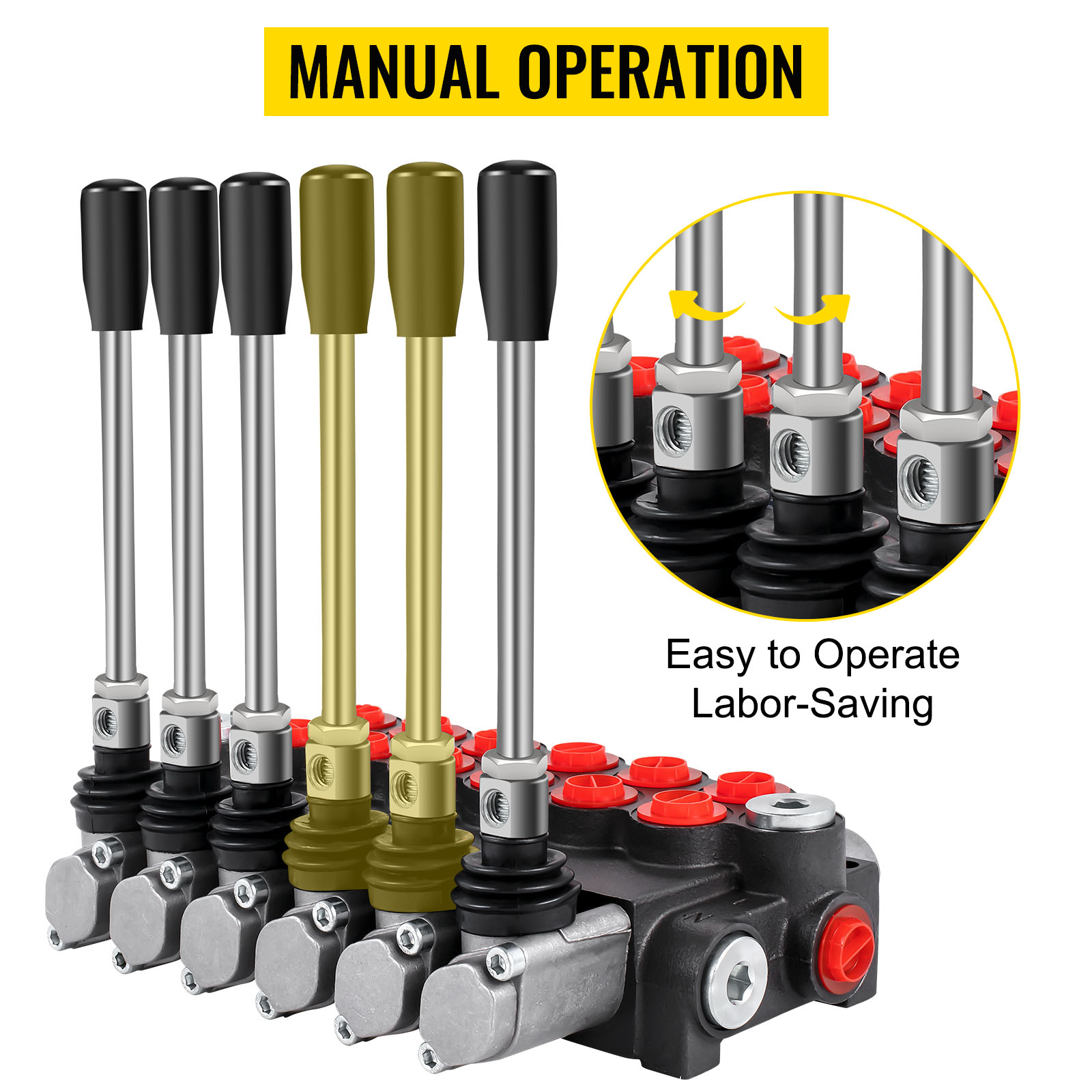 VEVOR Hydraulic Directional Control Valve, 6 Spool Hydraulic Spool ...
