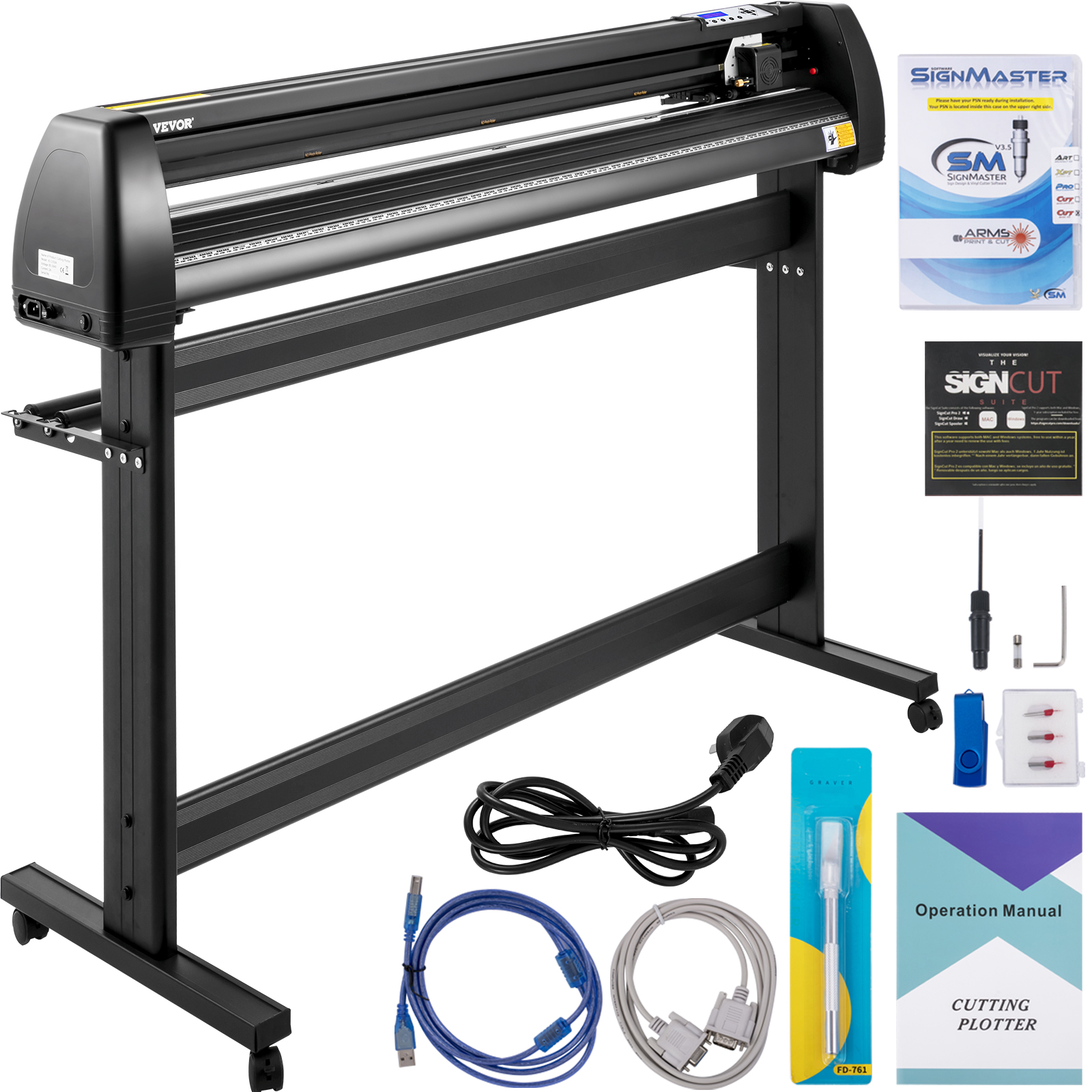 VEVOR Vinyl Cutter Machine, 53in / 1350mm, LED Plotter Printer, Precise ...