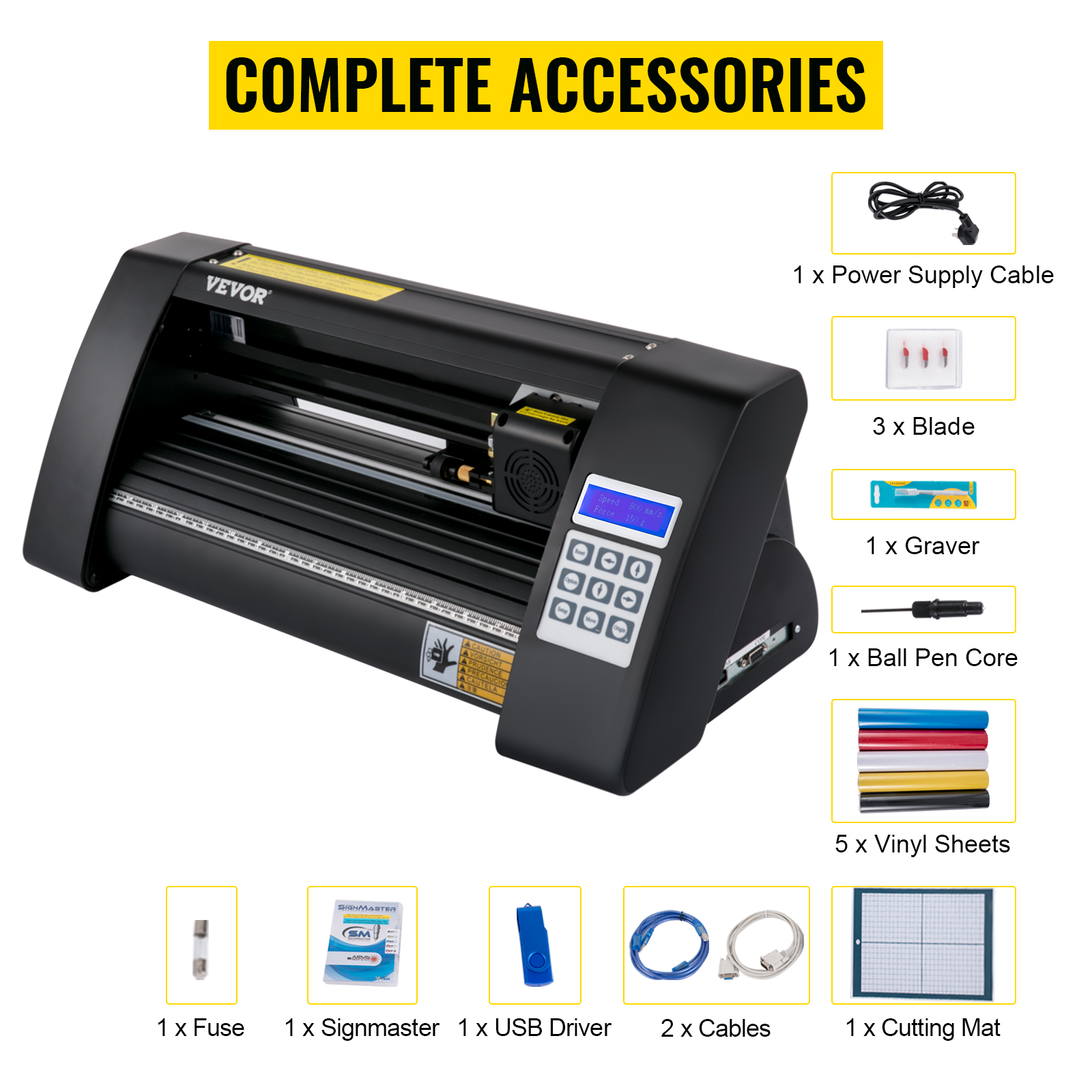 VEVOR Vinyl Cutter, 375mm Vinyl Plotter, LED Screen Plotter Cutter ...