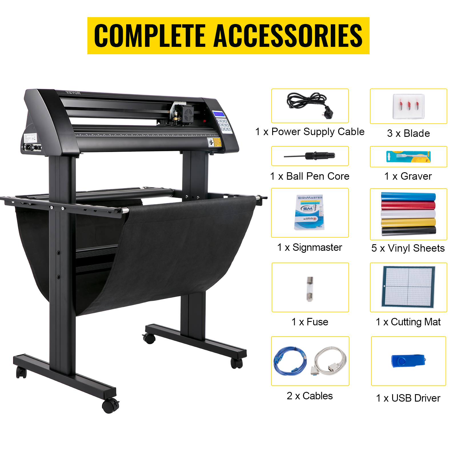 VEVOR Vinyl Cutter, 720mm Vinyl Plotter, LED Screen Plotter Cutter ...