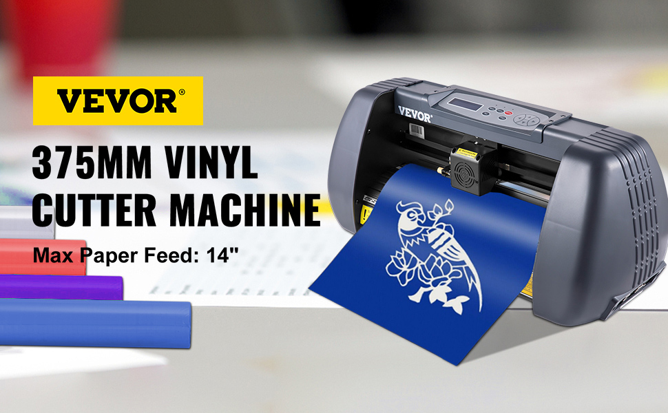 VEVOR Vinyl Cutter Machine, 375mm Vinyl Printer, Maximum Paper Feed 14 ...