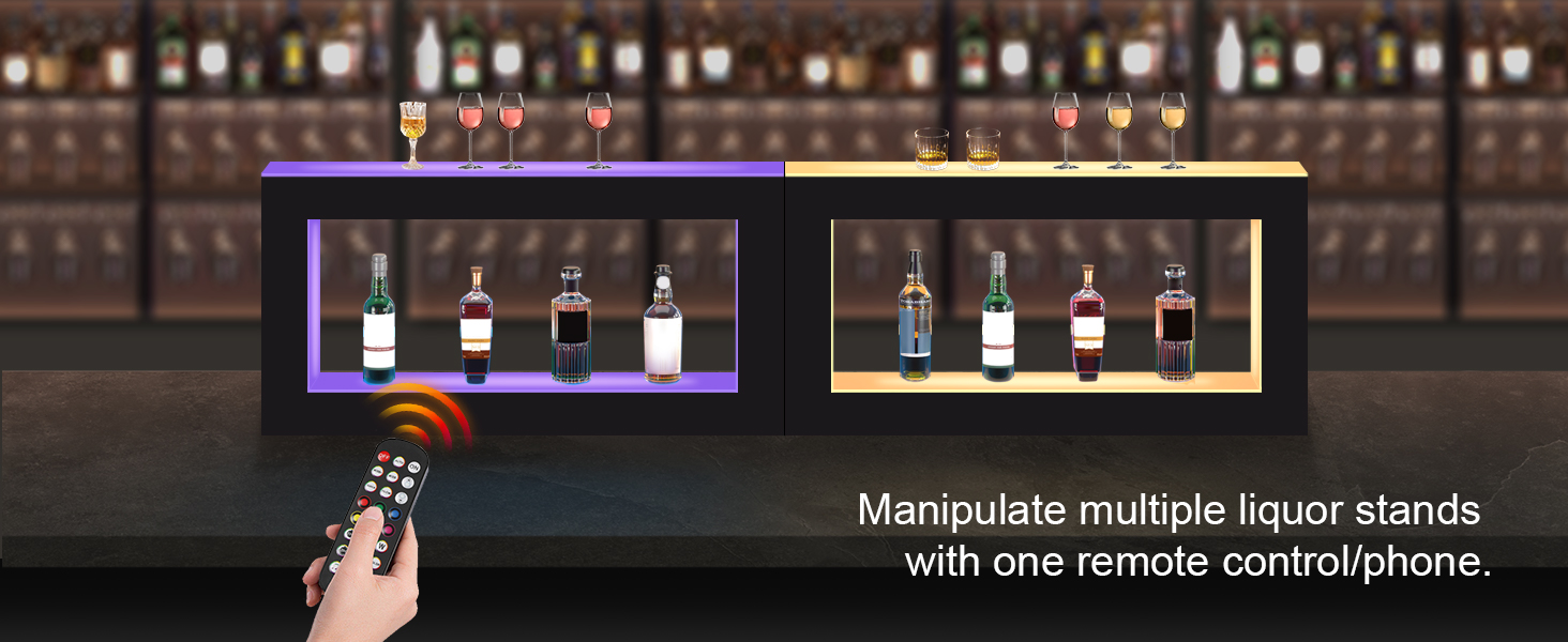 VEVOR LED Lighted Liquor Bottle Display Bar Shelf RF & App Control 48 ...