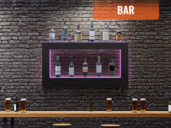 VEVOR LED Lighted Liquor Bottle Display Bar Shelf RF & App Control 48 ...