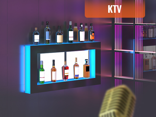 VEVOR LED Lighted Liquor Bottle Display Bar Shelf RF & App Control 48 ...