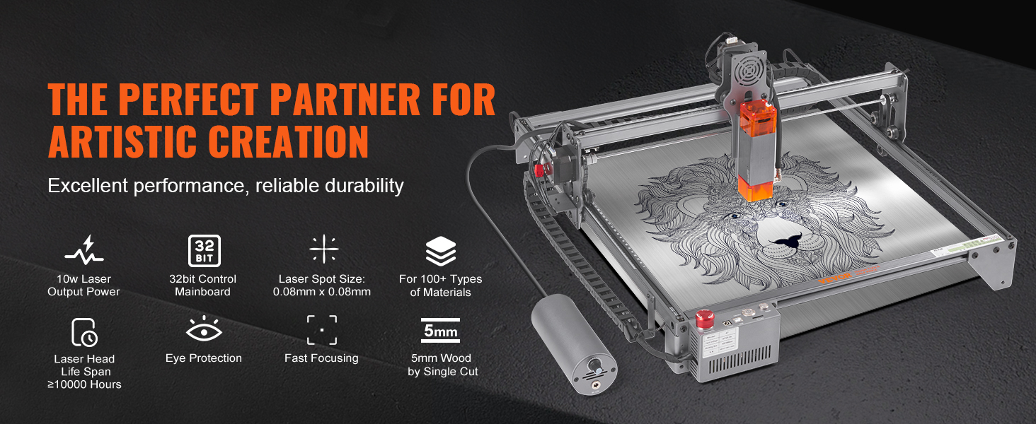 VEVOR Machine à Graver Laser 10 W Graveur Laser Grande 64x58x27 cm ...