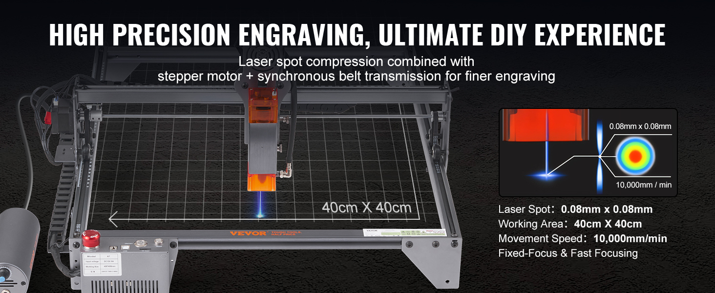 VEVOR Machine à Graver Laser 10 W Graveur Laser Grande 64x58x27 cm ...