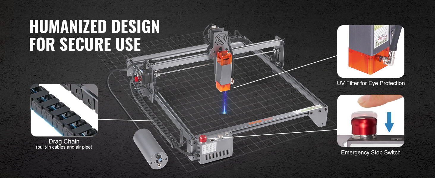 VEVOR Machine à Graver Laser 10 W Graveur Laser Grande 64x58x27 cm ...
