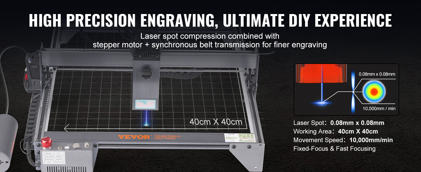 VEVOR Laser Engraver, 20W Output Laser Engraving Machine, 15.7" x 15.7 ...
