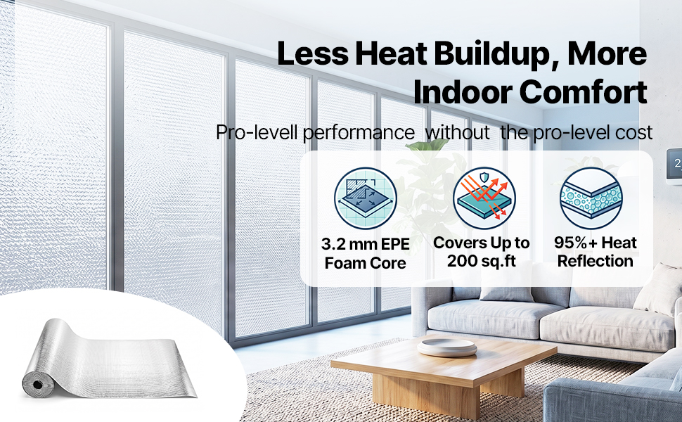 VEVOR Double Reflective Insulation Roll Foam Core Radiant Barrier 600 ...