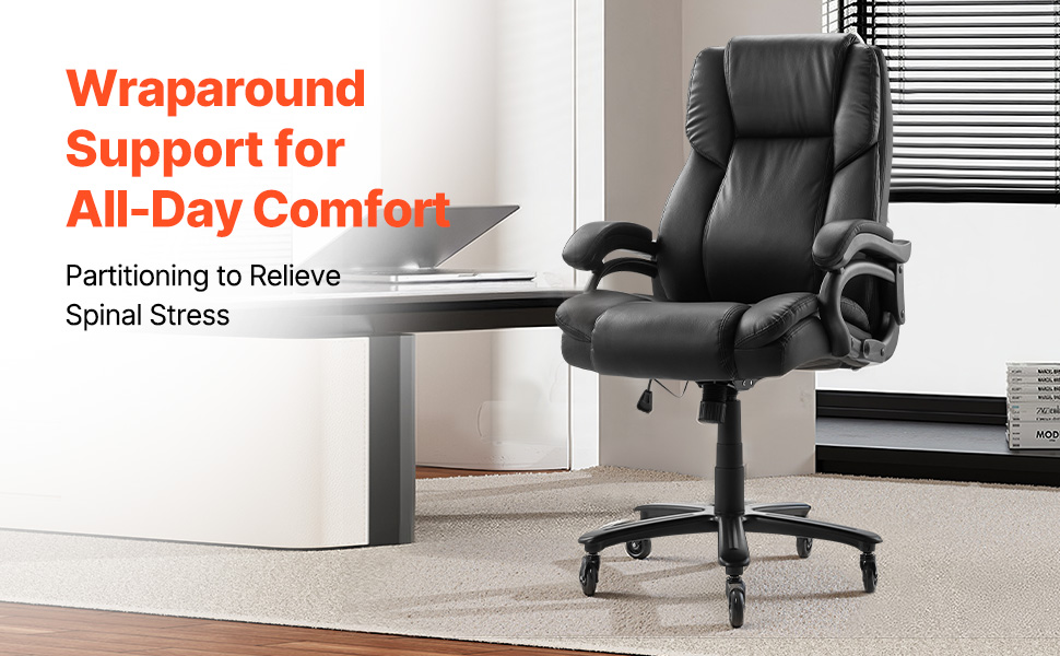 VEVOR Executive Office Chair, 500lbs Capacity with Adjustable Lumbar ...