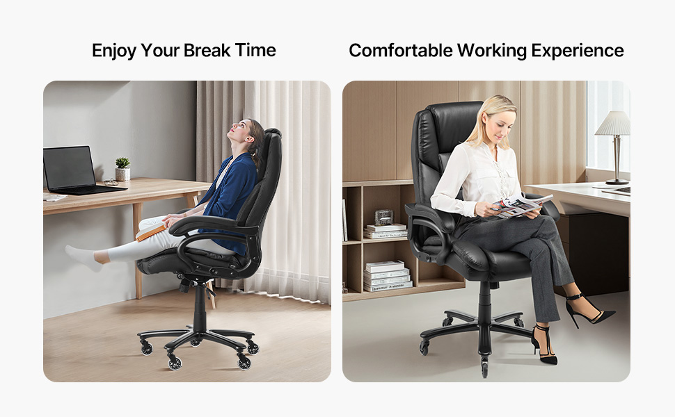 VEVOR Executive Office Chair, 500lbs Capacity with Adjustable Lumbar ...