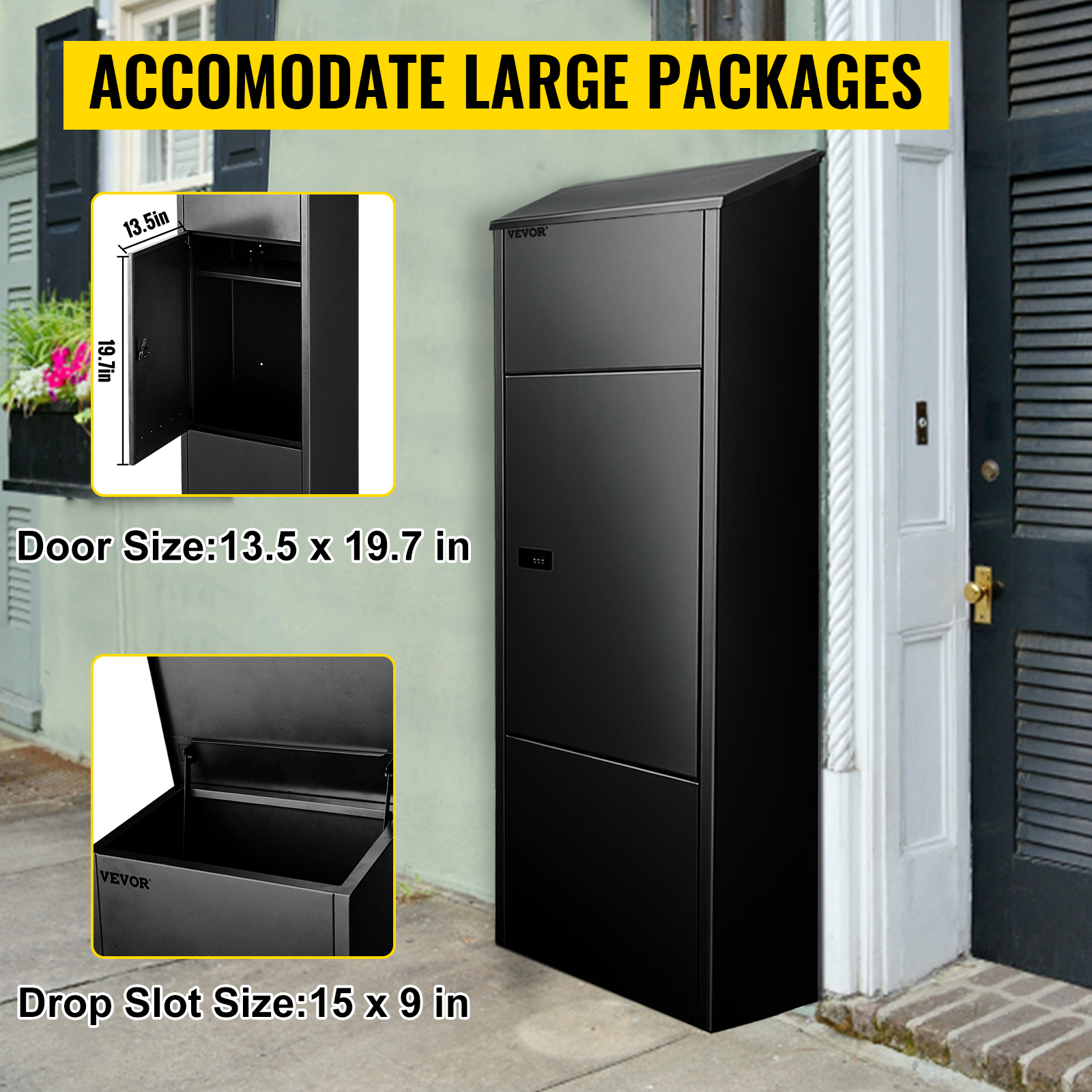 VEVOR Pakketbrievenbus Pakket Drop Box 38 x 23 x 105 cm Zwarte ...