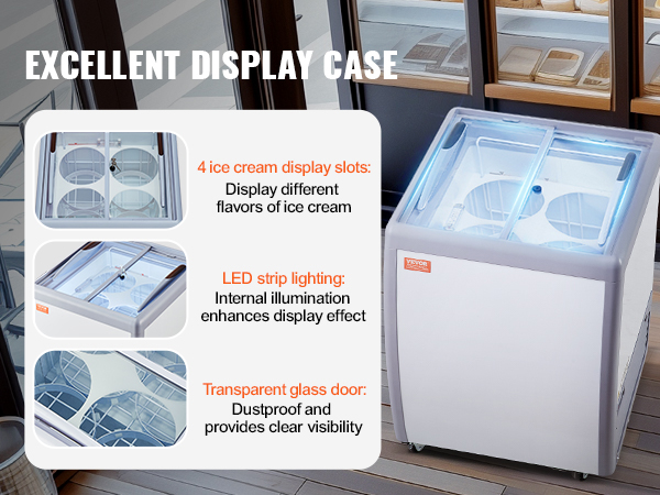 VEVOR 158 L Commercial Ice Cream Display Case Gelato Dipping Freezer ...