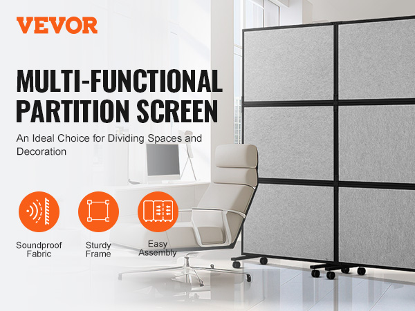 VEVOR Acoustic Room Divider 72" x 66" Office Partition Panel 2 Pack ...